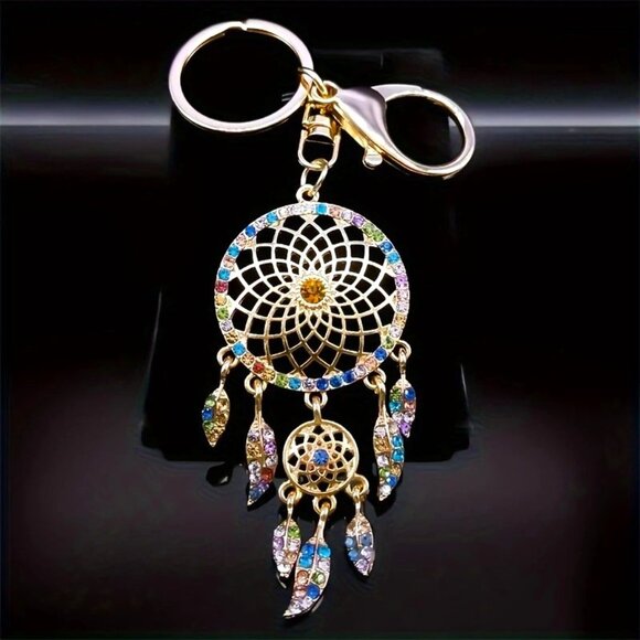 Bags | New Version Rhinestone Multi Color Dream Catcher Bag Charm ...